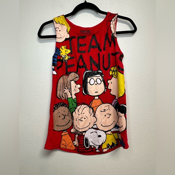 Peanuts | Tops | Charlie Brown Team Peanuts Red Multi Color Team Peanut Tank Tshirt Size Small ...